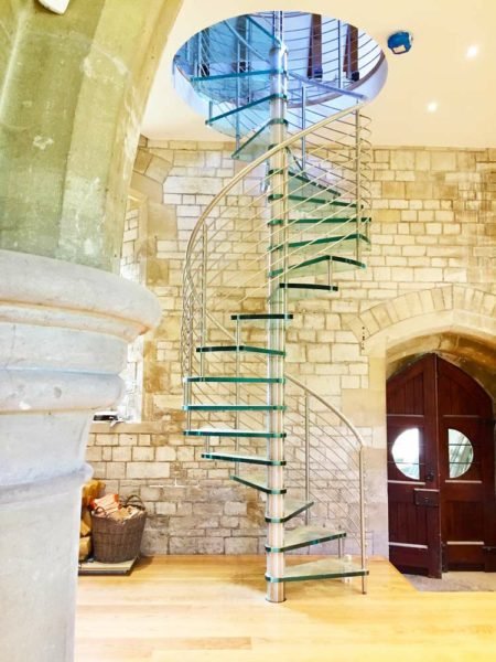 Spiral Staircase Wells - glass spiral in a chapel - great pics